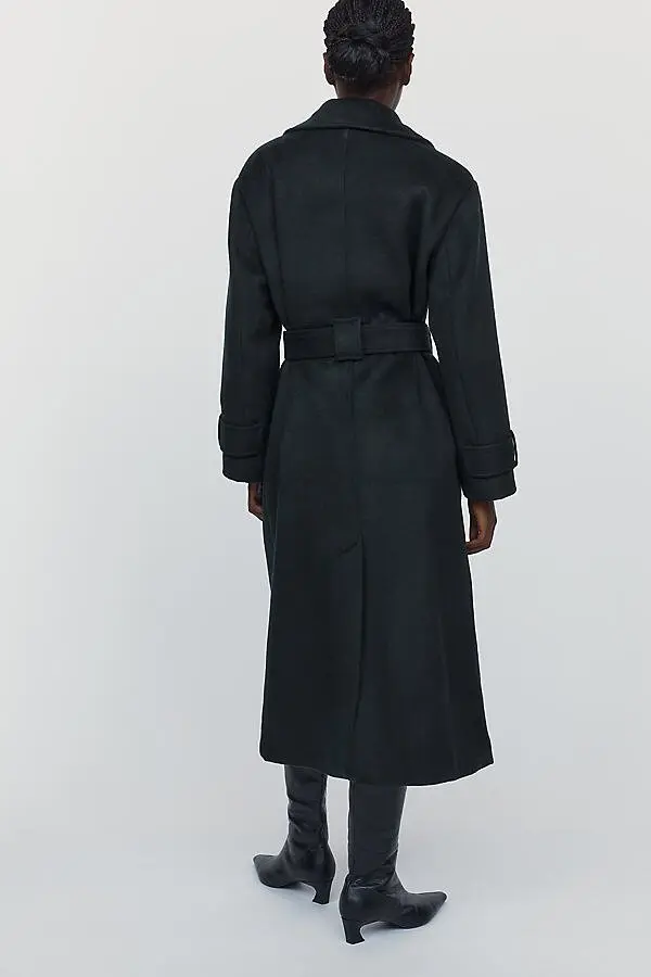 ALIGNE George Faux Fur Collared Wrap Coat Jacket