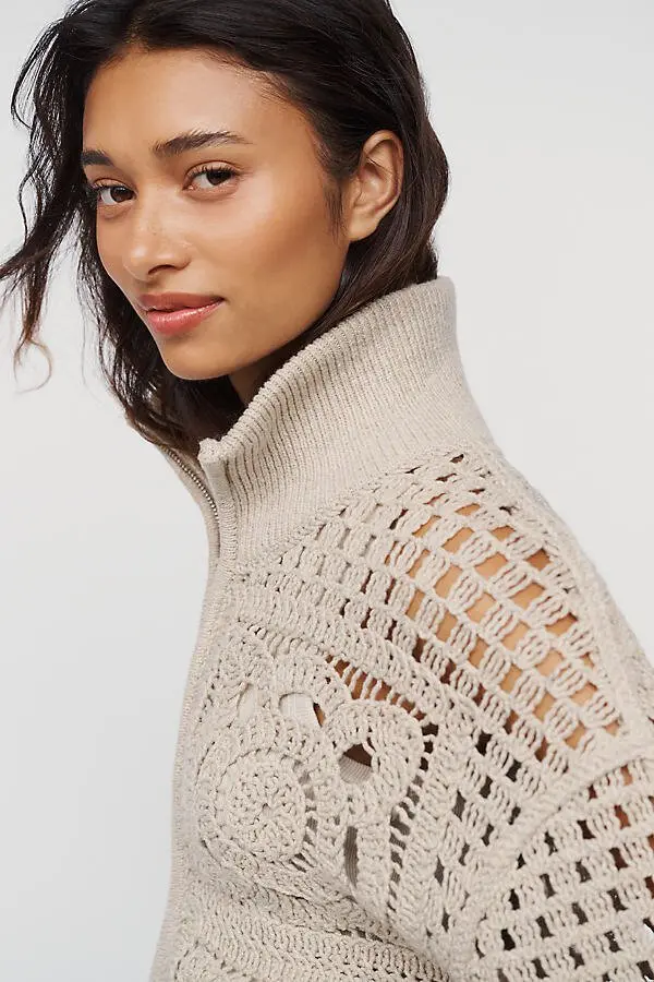 Anthropologie Claret Crosette Cotton Wool Blend Cardigan