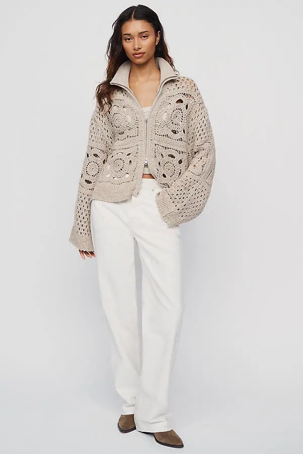 Anthropologie Claret Crosette Cotton Wool Blend Cardigan