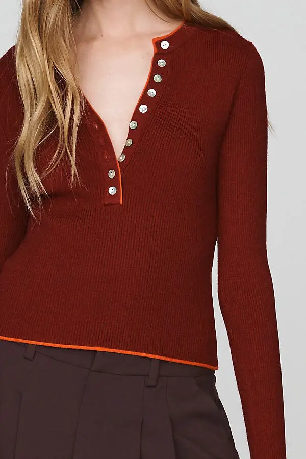 525 Emmele Layered Henley Top