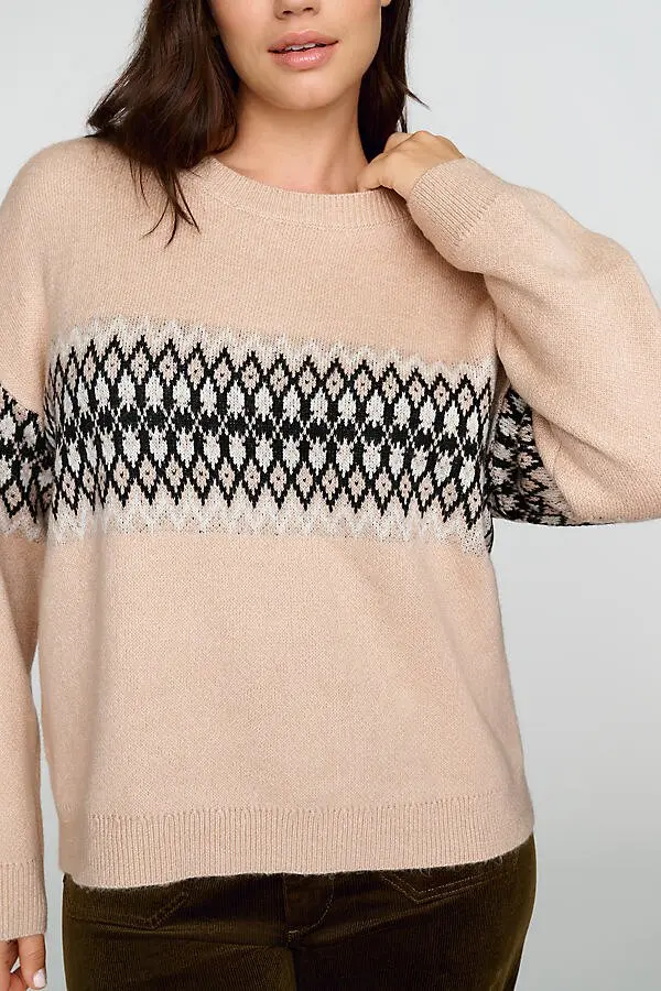 Sanctuary Argyle Pullover Sweater - Hazelnut Argyle