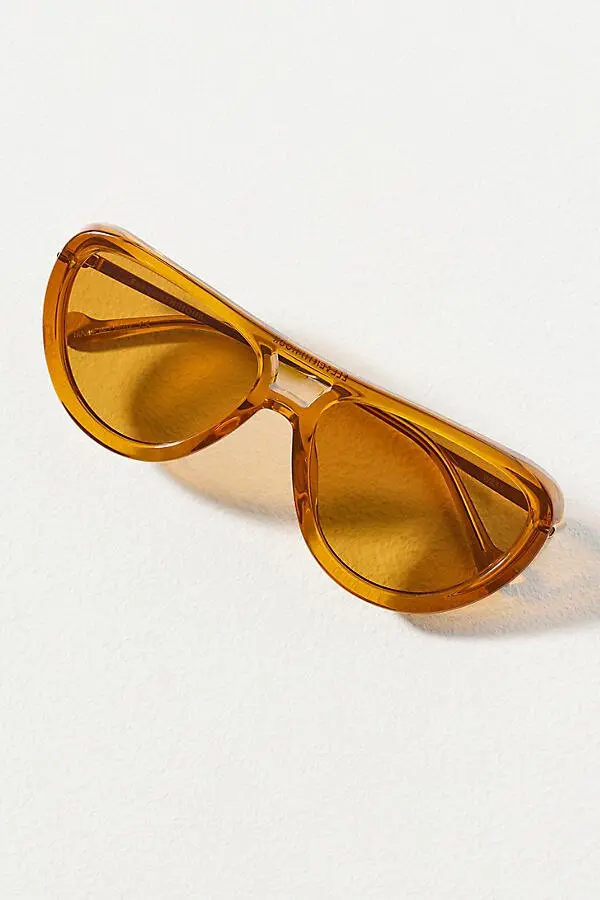 ELEVENTH HOUR Wrapped Aviator Sunglasses - Translucent Amber
