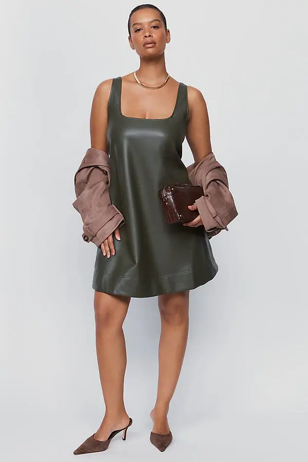 Maeve Keiko Faux Leather Mi Dress