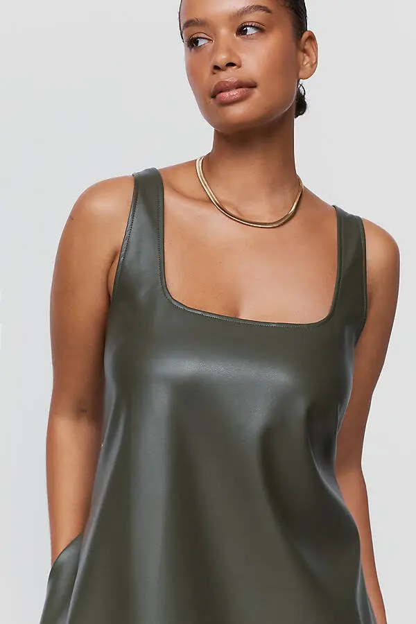 Maeve Keiko Faux Leather Mi Dress