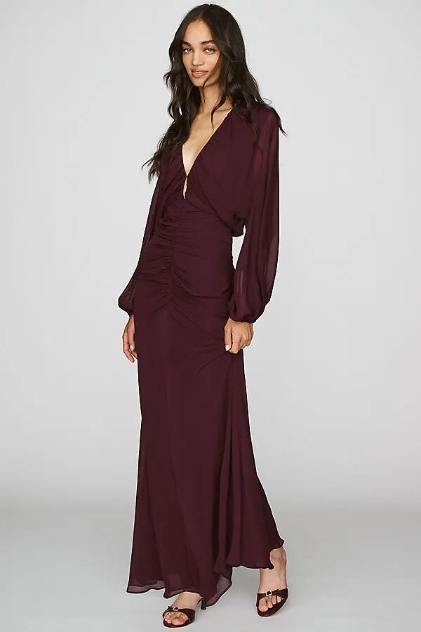Shona Joy Ama Plunge Maxi Dress - Wine