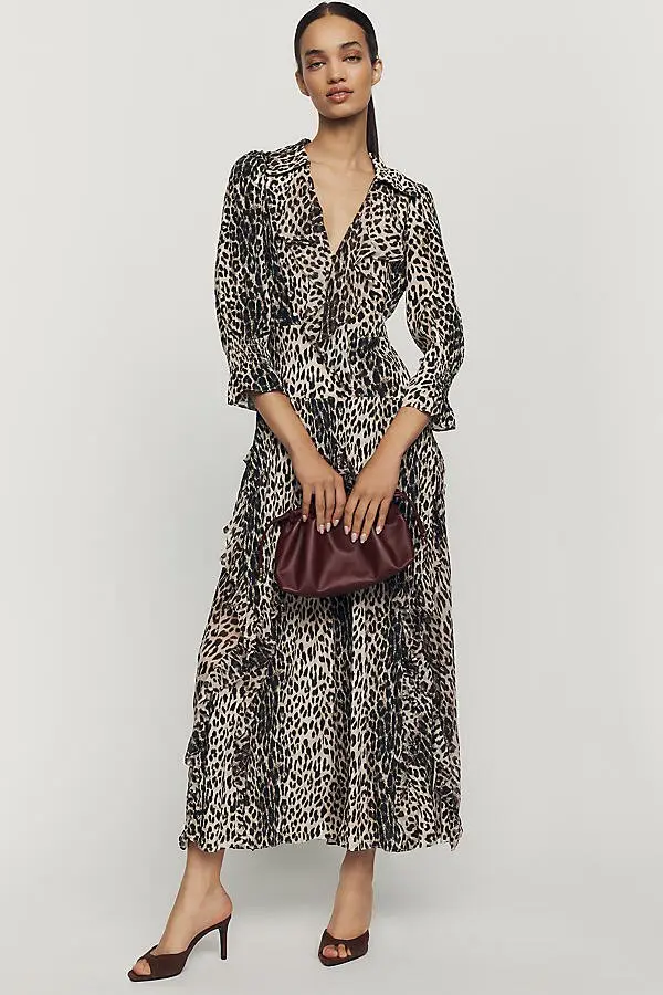 Rixo Rosanna Midi Dress - Leopard