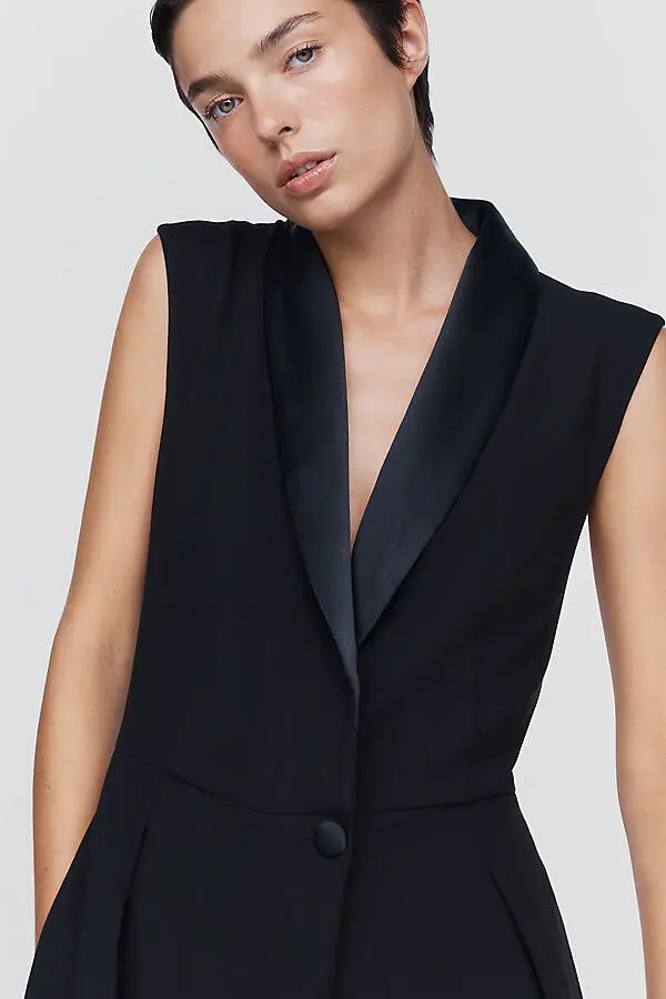 Maeve Tux Barrel-leg Jumpsuit