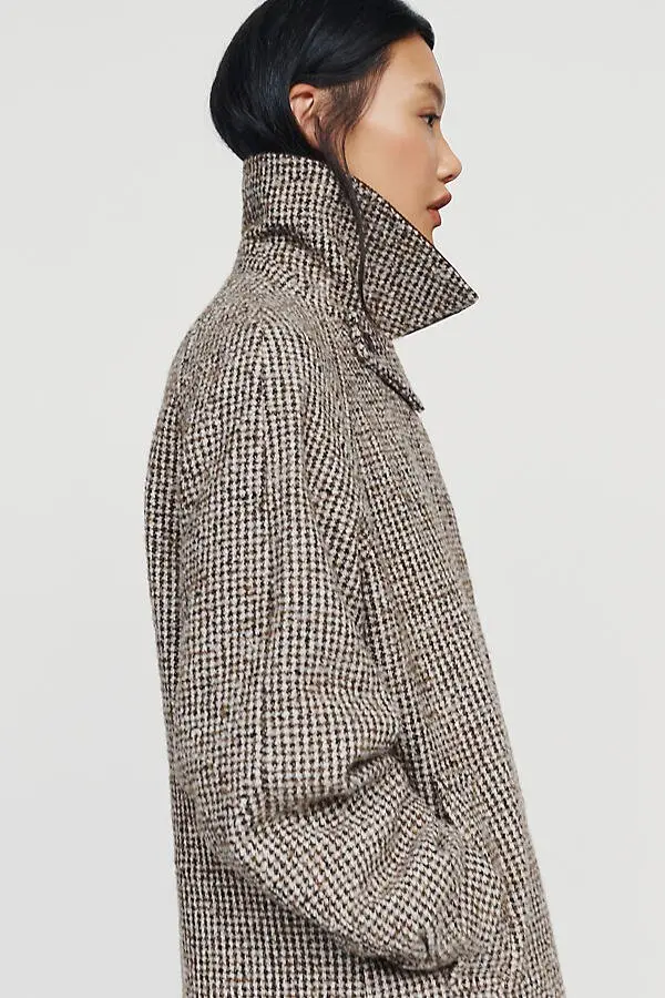 Anthropologie Houndstooth Maxi Coat Jacket