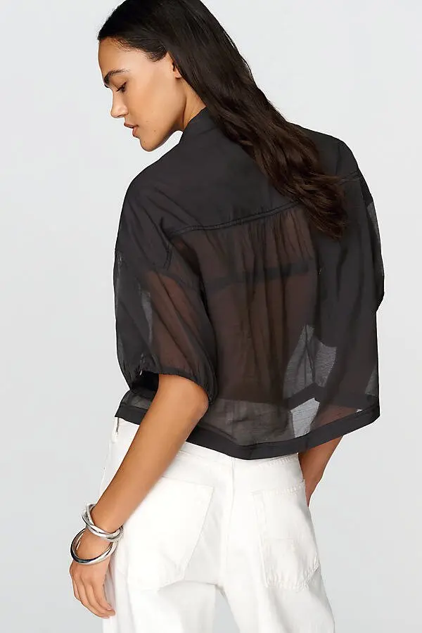 PILCRO Qucy Sheer Studded Blouse