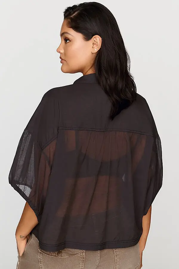 PILCRO Qucy Sheer Studded Blouse