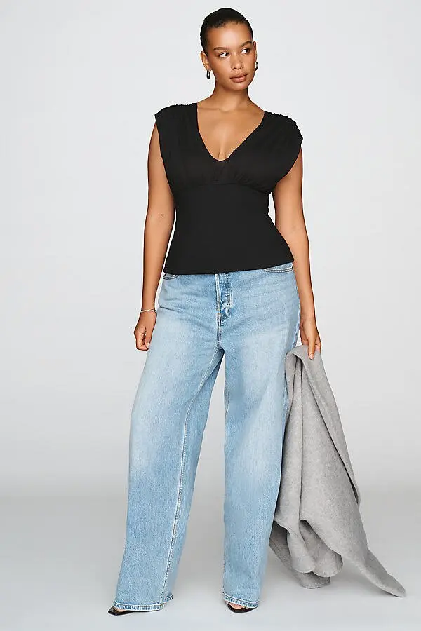 Anthropologie Plunge-neck Banded Top
