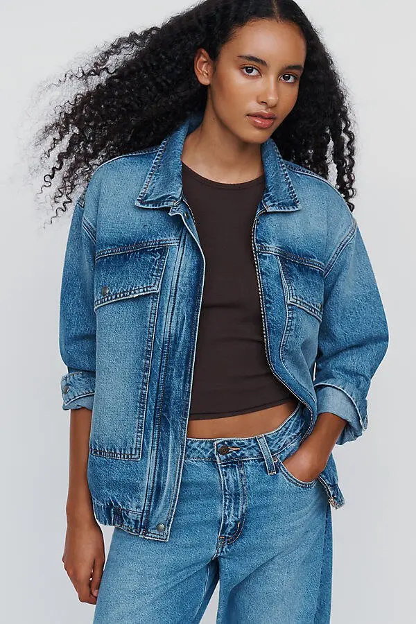 PILCRO Denim Zip-front Jacket