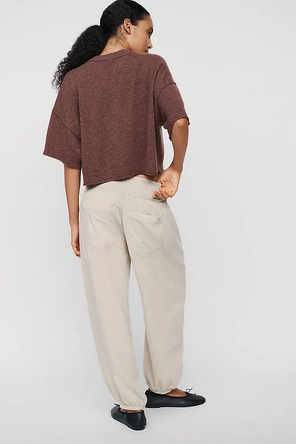 PILCRO Reese Smocked Pull-on Jogger Pants - Sand