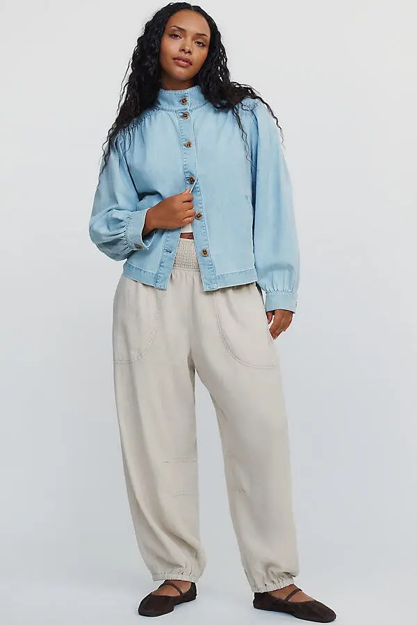 PILCRO Reese Smocked Pull-on Jogger Pants - Sand