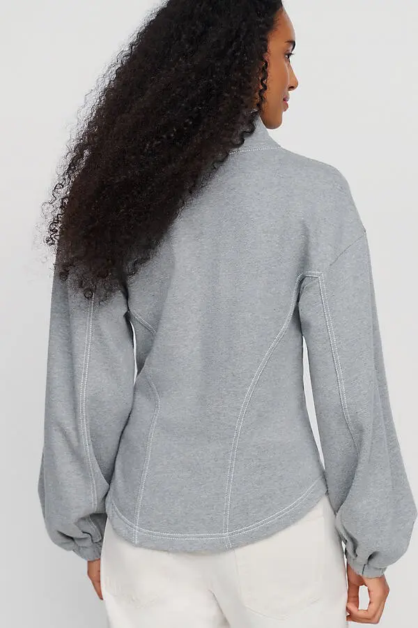 PILCRO 100% Cotton Seamed Zip-up Jacket Top