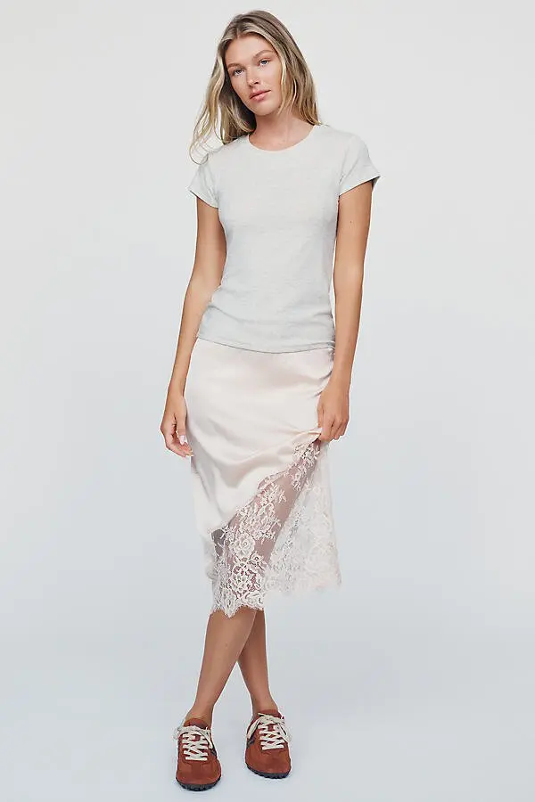 Anthropologie Evan Wool Blend Ba Tee - Heather Grey