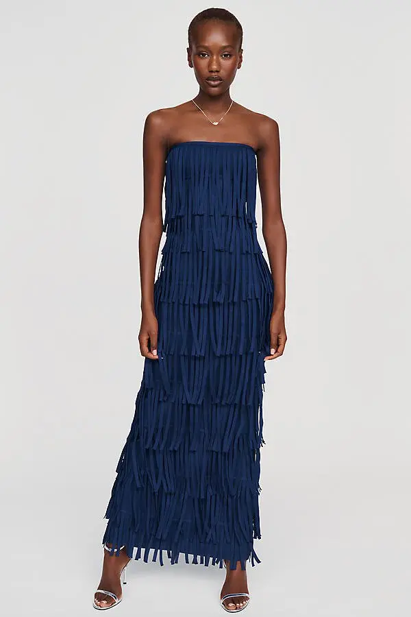 CURAAE Yelena Strapless Frge Midi Dress