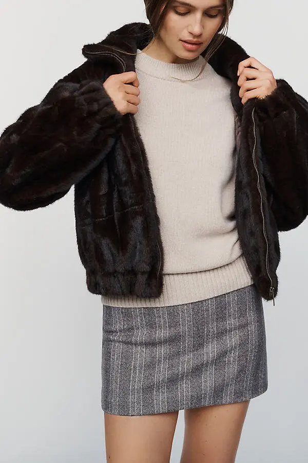 Anthropologie Faux Fur Bomber Jacket