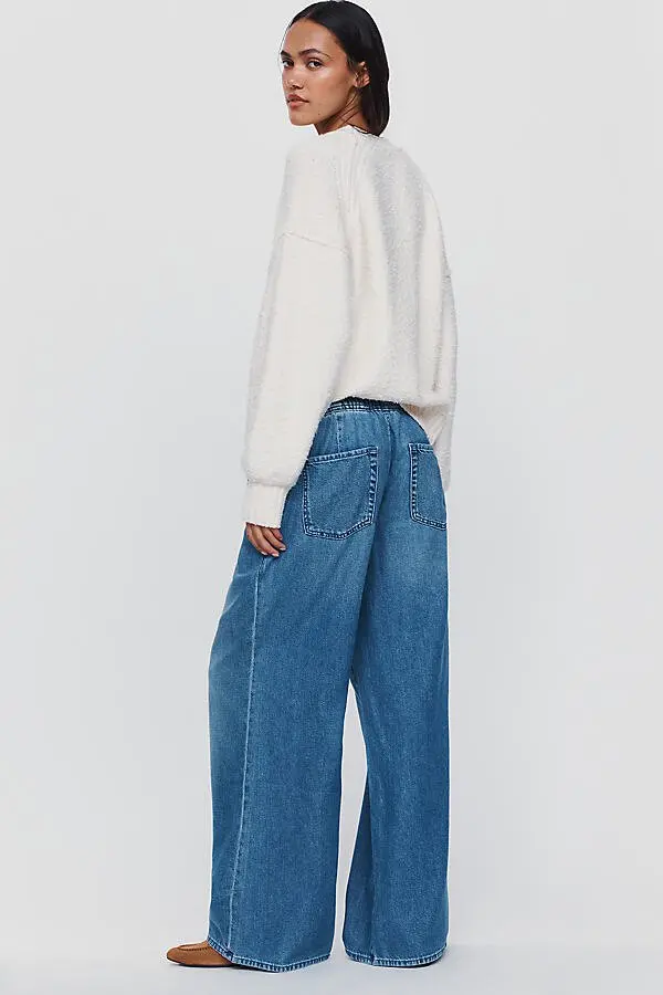 7 For All Mankind Petite Wide-leg Pull-on Jeans