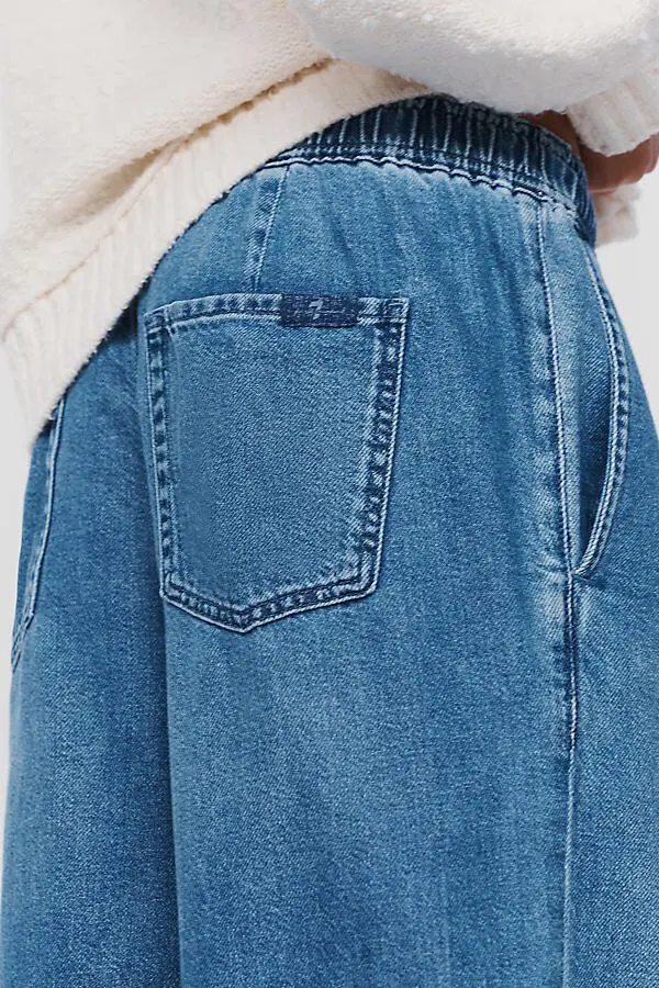 7 For All Mankind Petite Wide-leg Pull-on Jeans