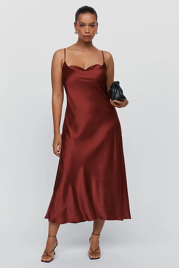 Anthropologie 100% Silk Midi Dress - Pomegranate