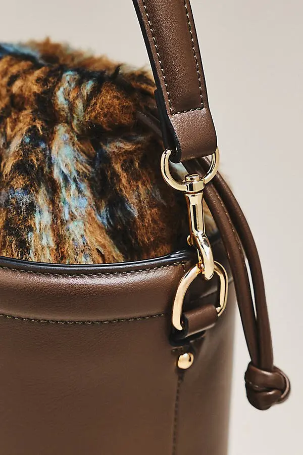 Maeve Faux Leather Cched Bucket Bag - Grey