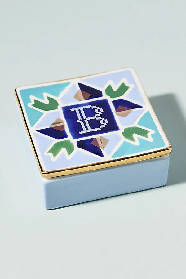 Anthropologie Quilted Monogrm Trket Box - B