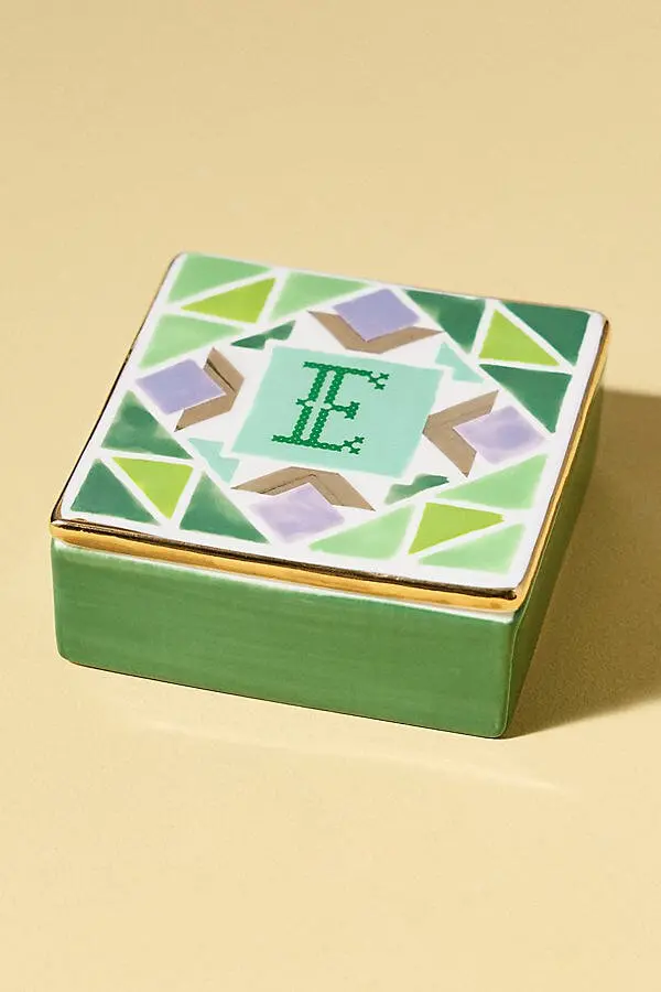 Anthropologie Quilted Monogrm Trket Box - E