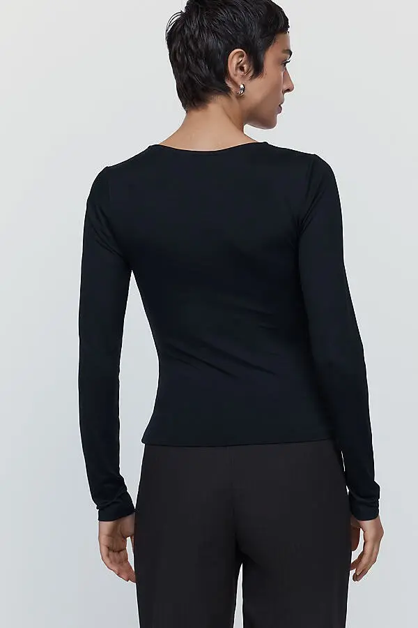 Anthropologie Maeve Plunge Long Sleeve Top