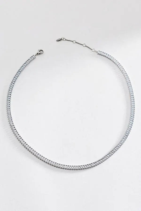 Anthropologie Water-resistant Tennis Necklace - Silver