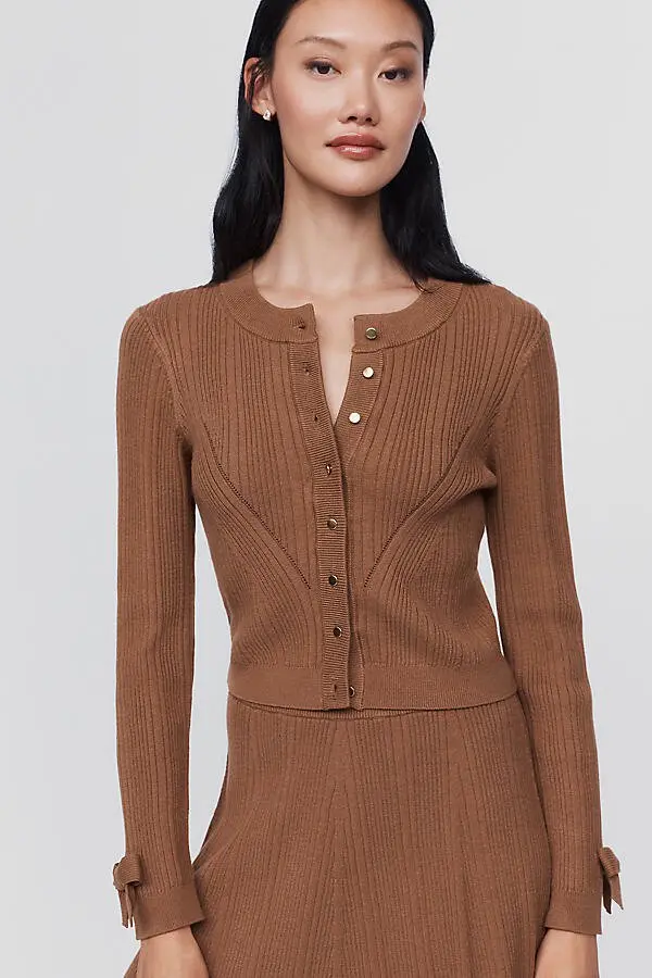 SNDYS. Bentley Bow Cardigan - Camel