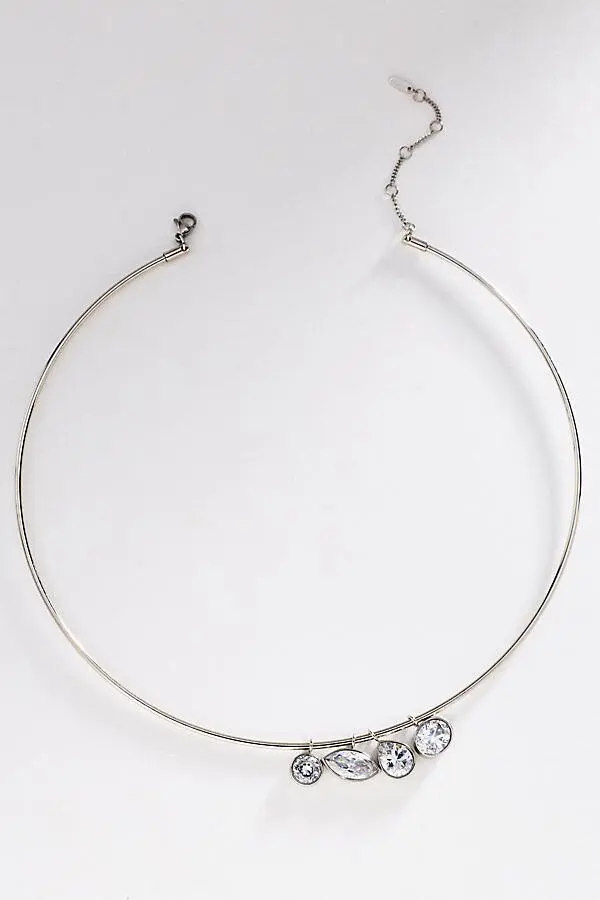 Anthropologie Demi-fe Floatg Crystal Collar Necklace - Silver