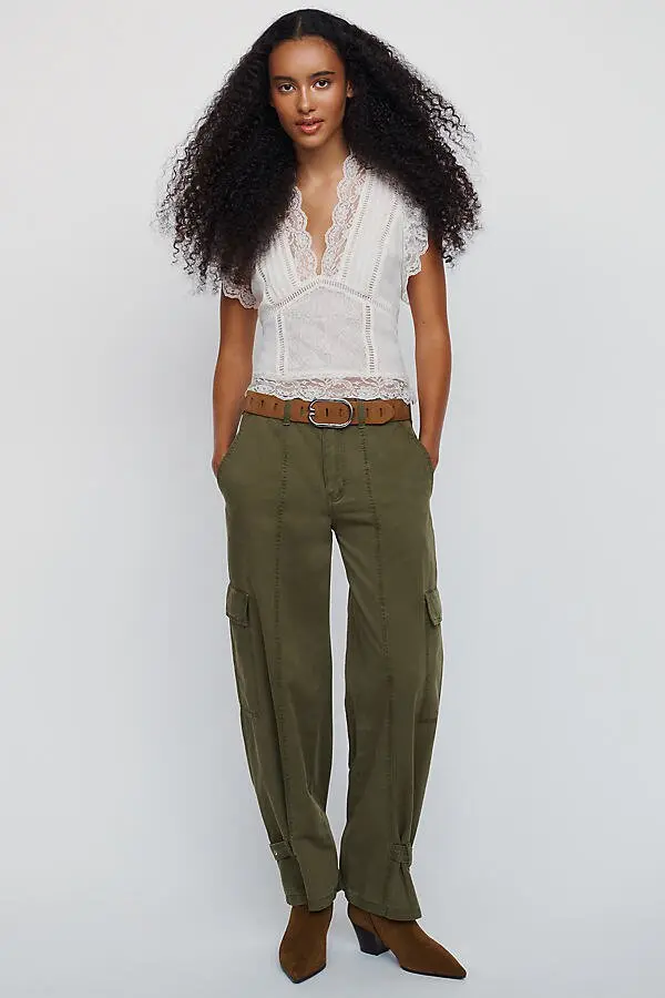 PILCRO 100% Cotton Harem Cargo Pants