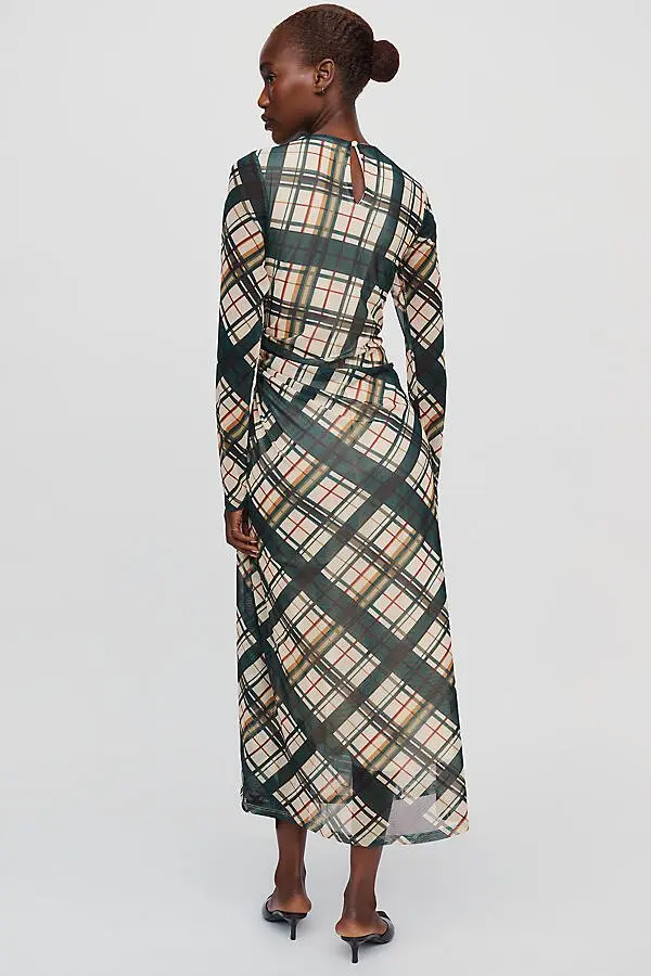 Anthropologie Merricksart X Ruched Mesh Midi Dress
