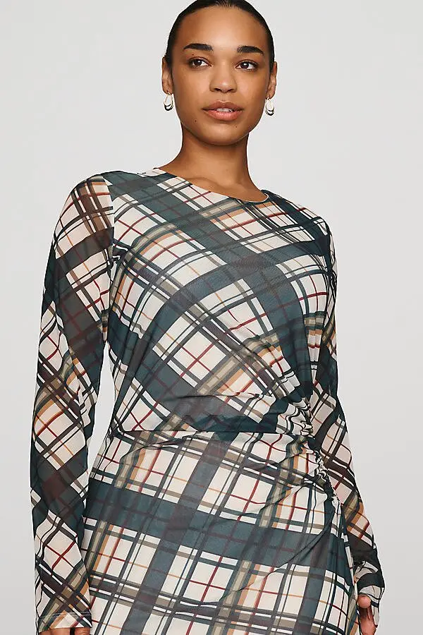 Anthropologie Merricksart X Ruched Mesh Midi Dress