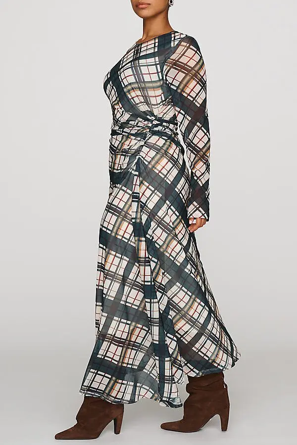Anthropologie Merricksart X Ruched Mesh Midi Dress