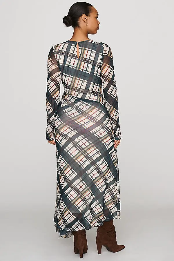 Anthropologie Merricksart X Ruched Mesh Midi Dress