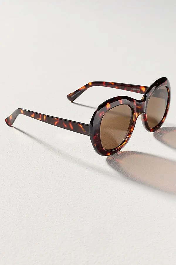 Anthropologie Large Circle Sunglasses - Brown Pattern