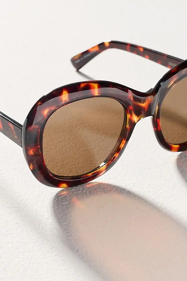 Anthropologie Large Circle Sunglasses - Brown Pattern