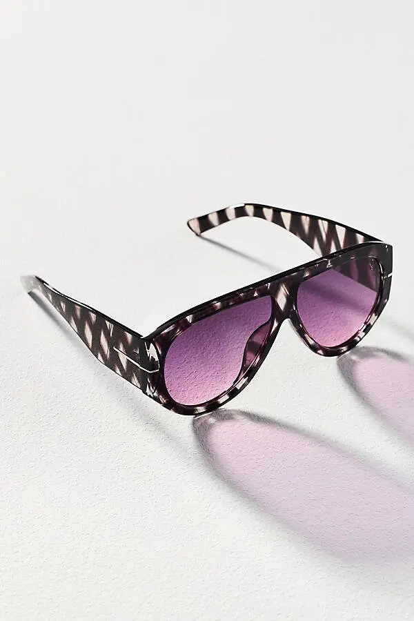 I-SEA Flat Top Aviator Sunglasses - Black Pattern