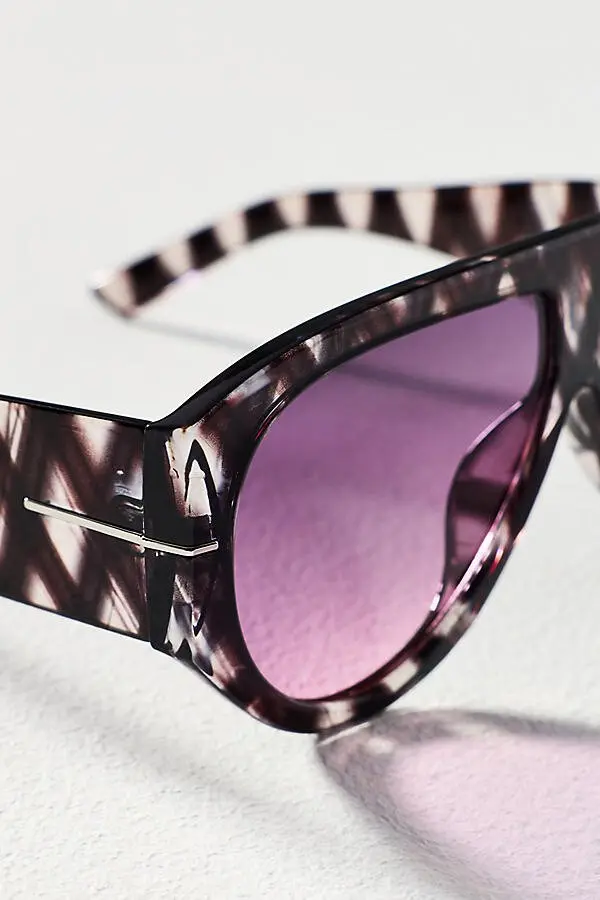 I-SEA Flat Top Aviator Sunglasses - Black Pattern