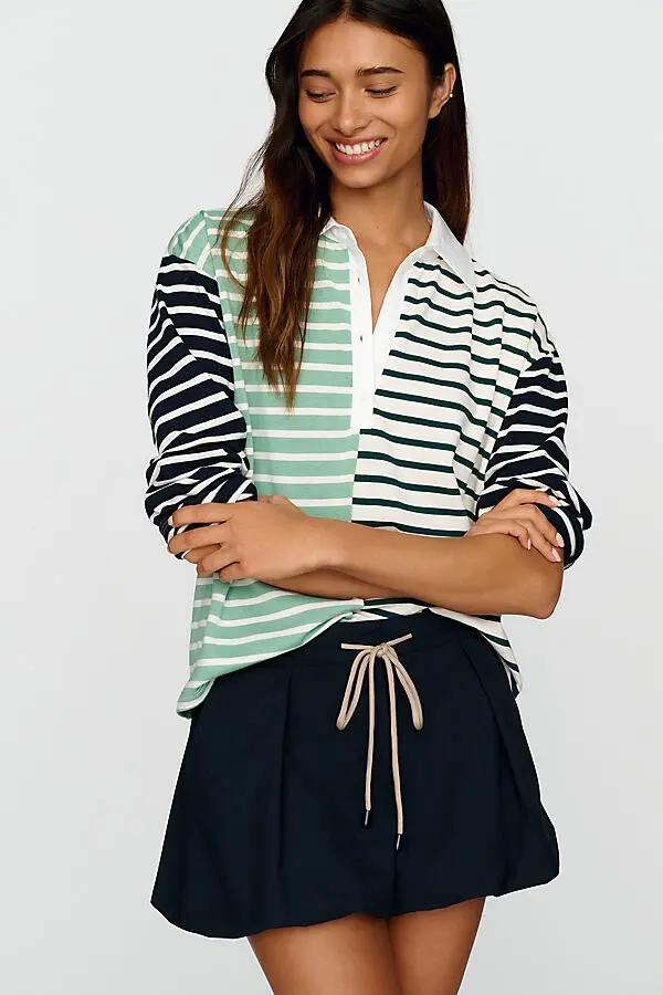 English Factory 100% Cotton Mixed Stripe Rug Shirt Top