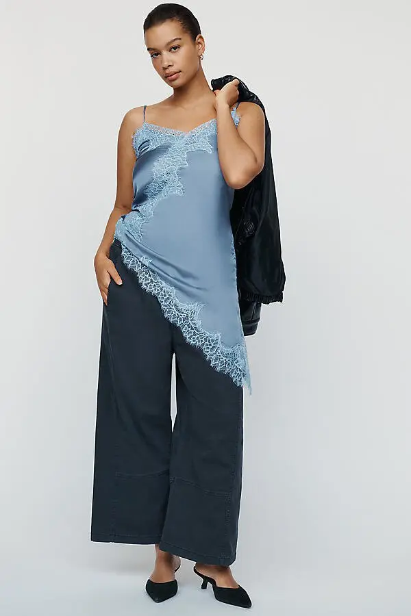 PILCRO Izzie Cropped Mid-rise Barrel-leg Pants - Phantom