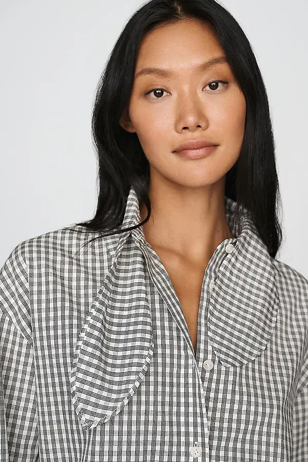 ELODIE Clair 100% Cotton Tie-neck Shirt Top