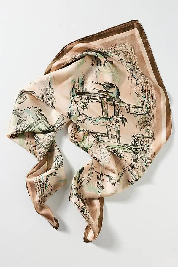 ALEMAIS Scout 100% Silk Scarf - Neutral Pattern