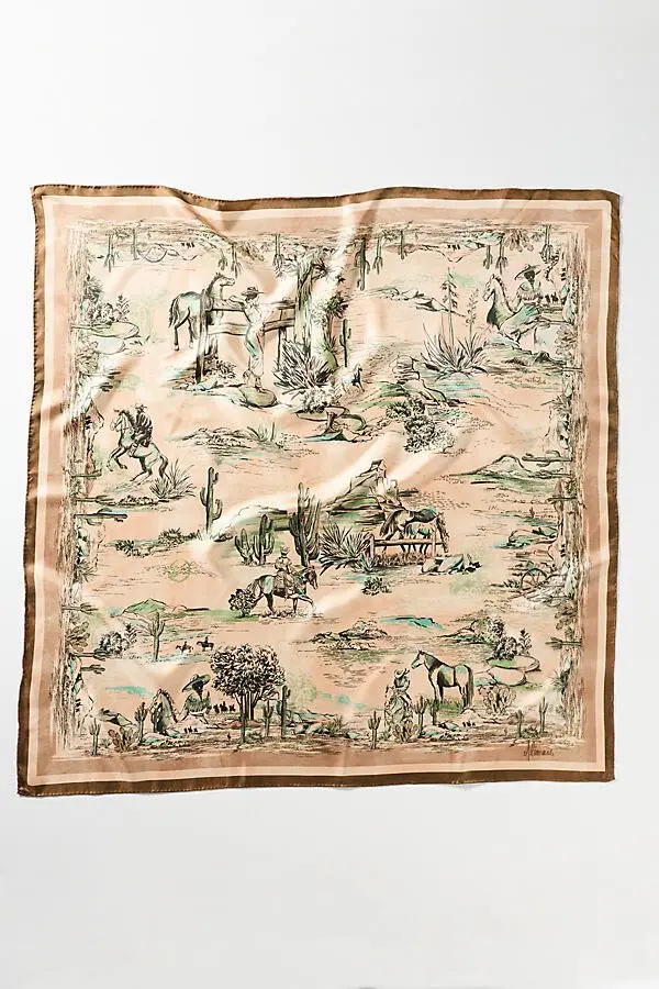 ALEMAIS Scout 100% Silk Scarf - Neutral Pattern