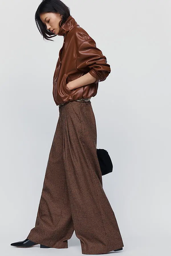 Maeve Avery Wide Leg Pleated Trousers Pants