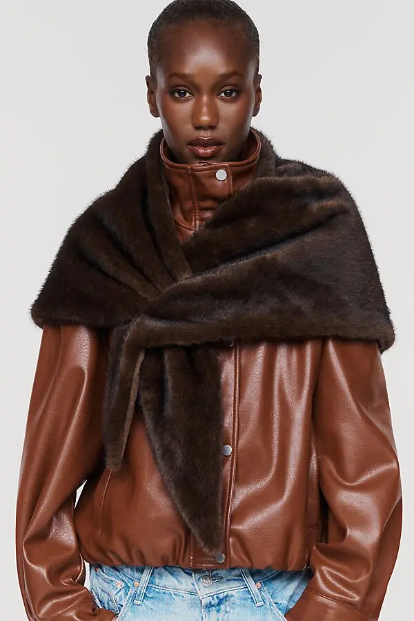 Anthropologie Triangle Faux Fur Scarf - Chocolate