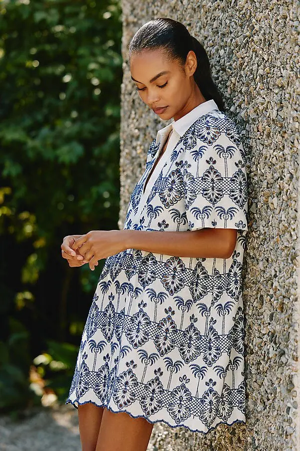 CELANDINE Eyelet Embroidered Mi Dress