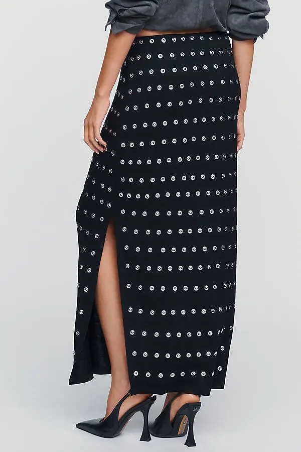Anthropologie Studded Midi Skirt